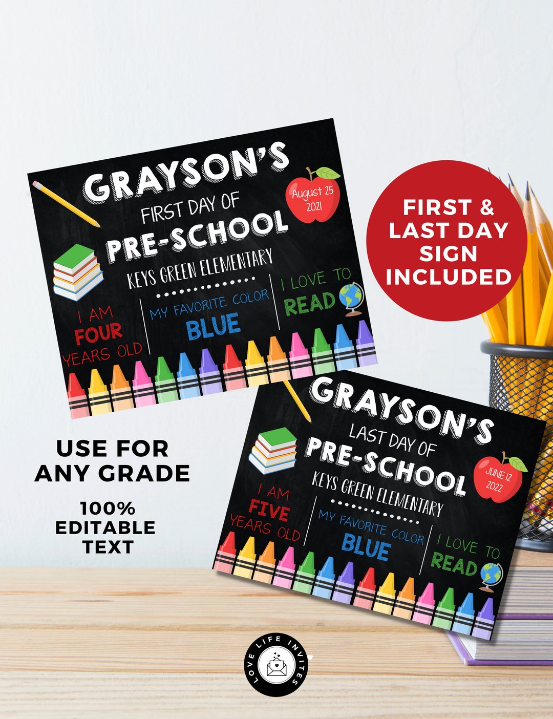 First Day Last Day of School Sign Printable 2022 Back to School Sign ...