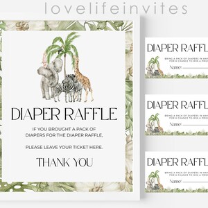 Safari Diaper Raffle Bundle, Jungle Baby Shower Diaper Raffle Ticket ...