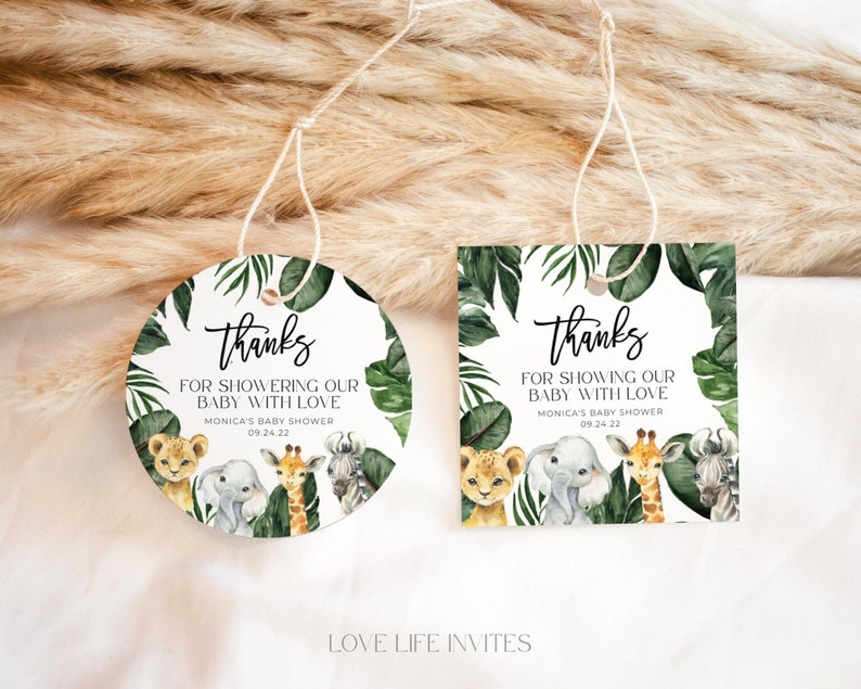 EDITABLE Safari Favor Tags Safari Baby Shower Thank You Tags - Etsy