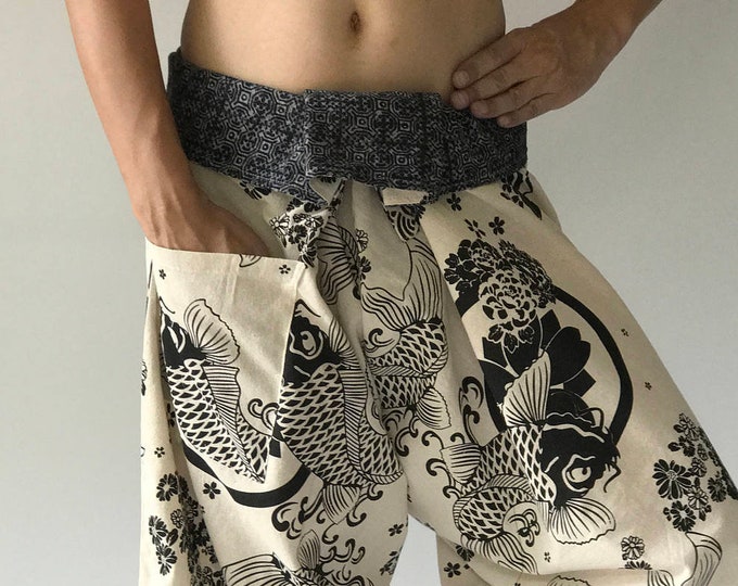 SR0005 Samurai Pants With Unique Hilltribe Fabric Wrap Around (M/L Size ...