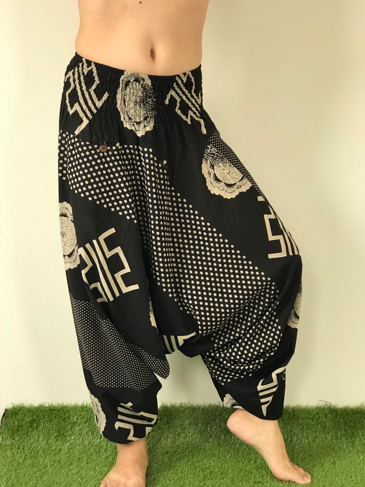 HR0093 Aladdin Pants, Harem Pants 100% Cotton Harem Pants Unisex Low ...