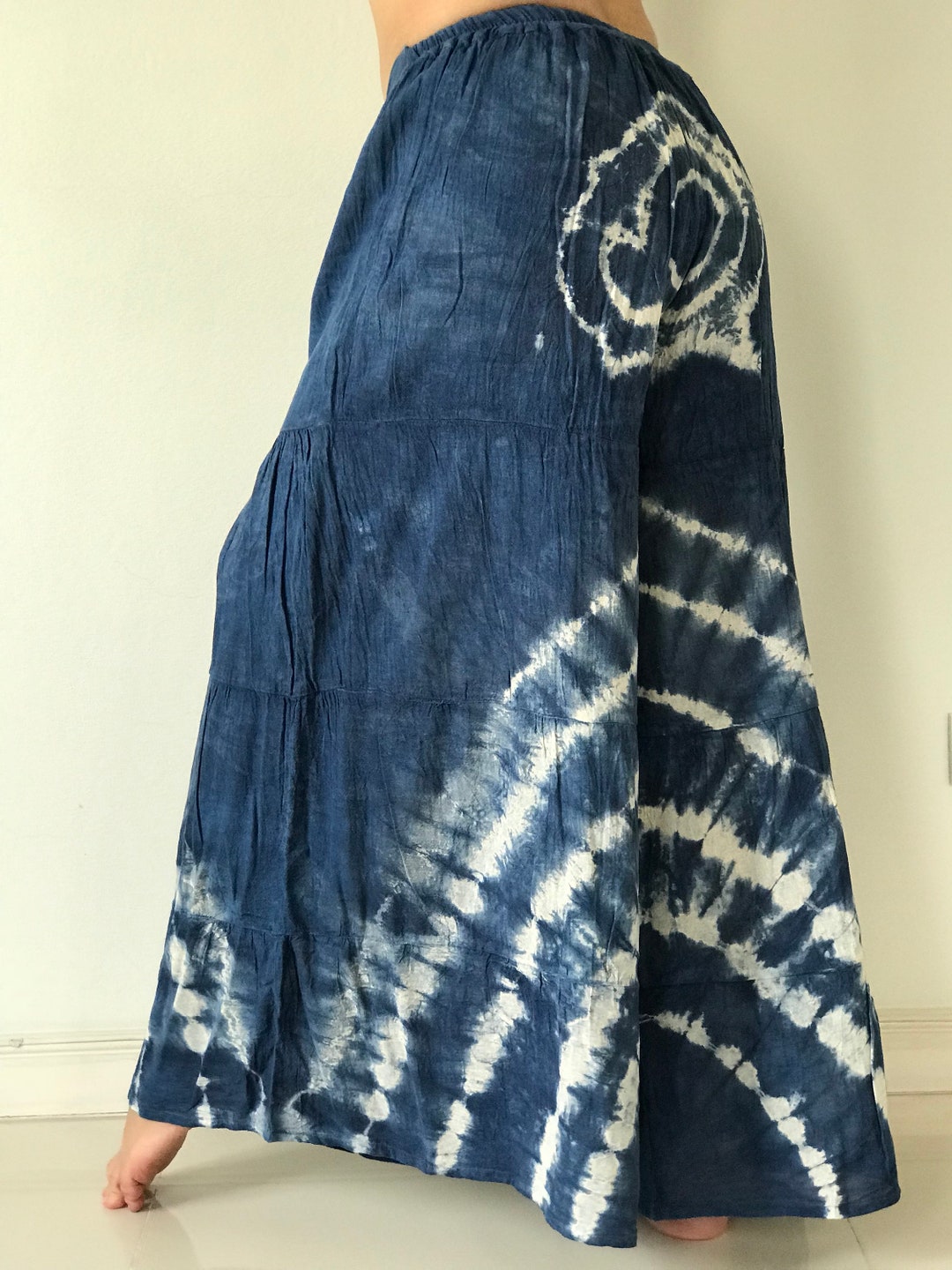 TD0310 Handmade Indigo Wide Leg Cotton Lady Pants With Elastic Waist - Etsy