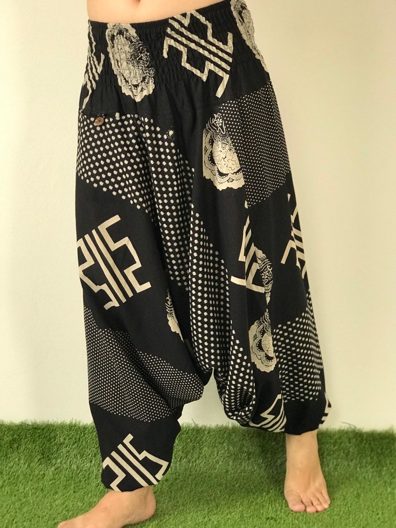 HR0093 Aladdin Pants, Harem Pants 100% Cotton Harem Pants Unisex Low ...