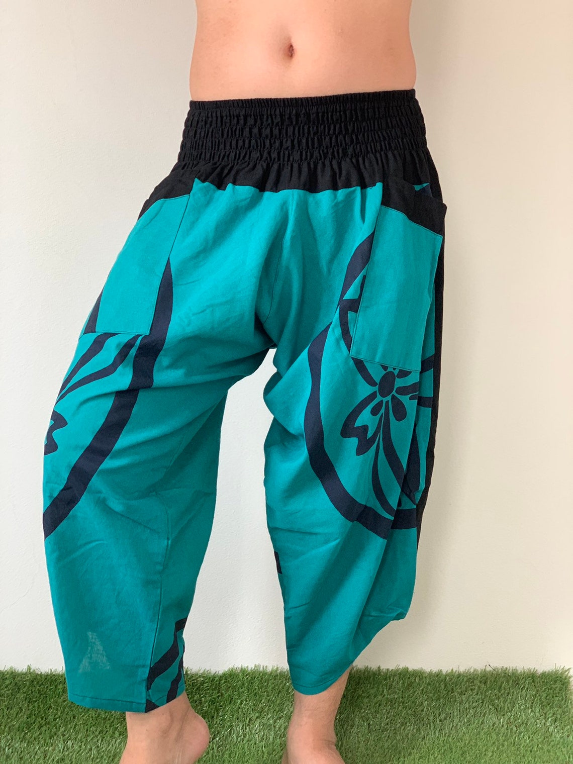 HC0396 Samurai Pants Men's Fashion Harem Pants Yoga Pants Casual Cotton ...