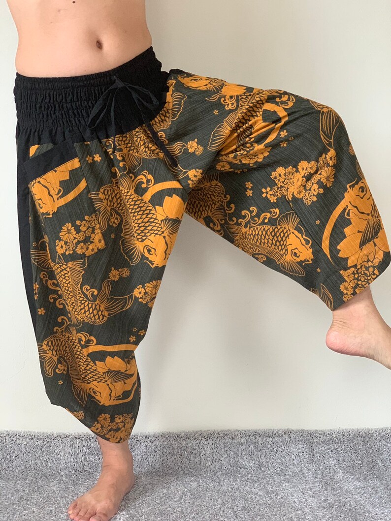 XL0026 Samurai Pants, Handmade Pants, Men's Fashion, Unisex Yoga Harem ...