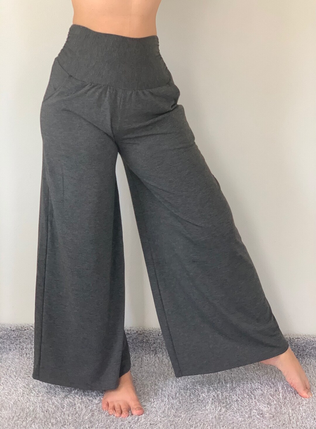 WL0309 Stretch Wide Leg Yoga Pants High Waist, Yoga Pants Elastic Waist ...