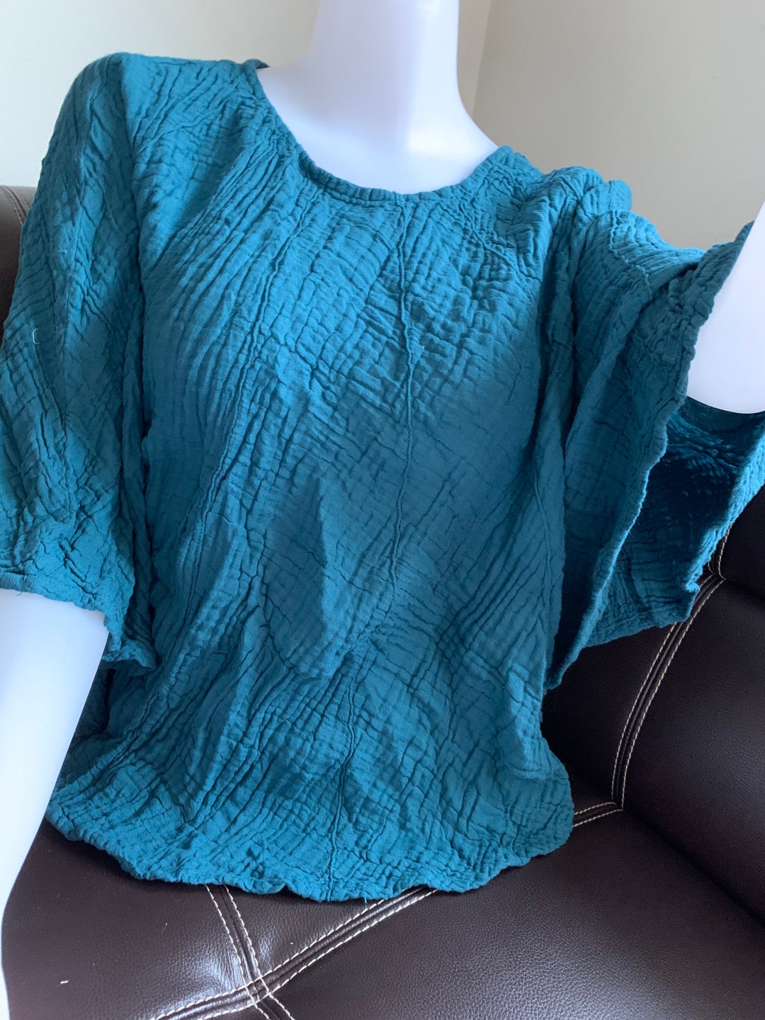 CG0152 Teal Blue Blouse Solf, Blouse, Tie Dye Light Solf,sleepshirt in ...
