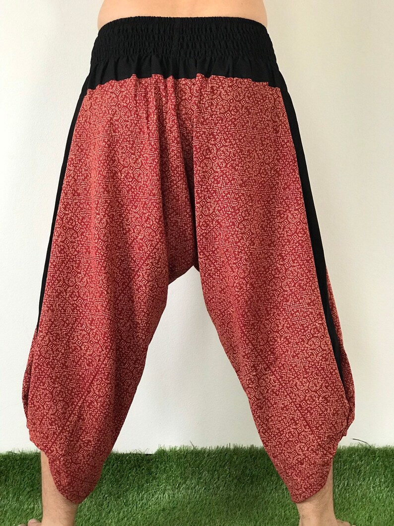 HC0003 Samurai Pants Men Pants Handmade Pants, Thick Smock Waist Low ...