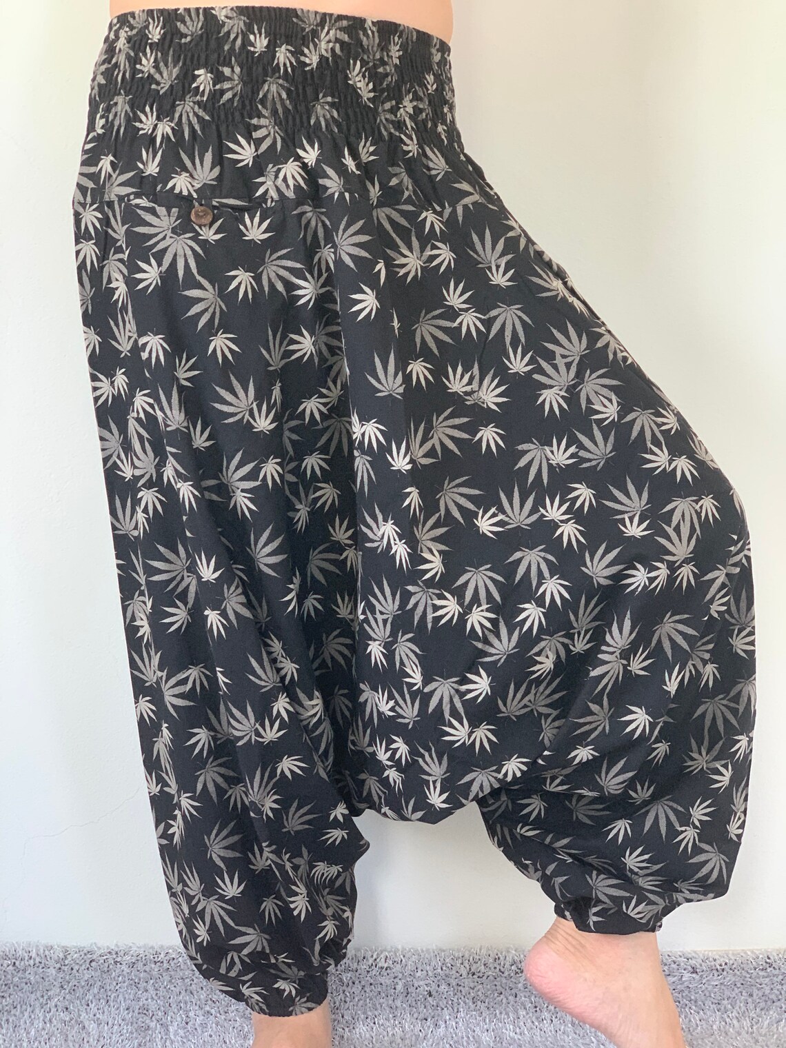 HR0304 Harem pants Handmade pants Thick Smock Waist Low | Etsy