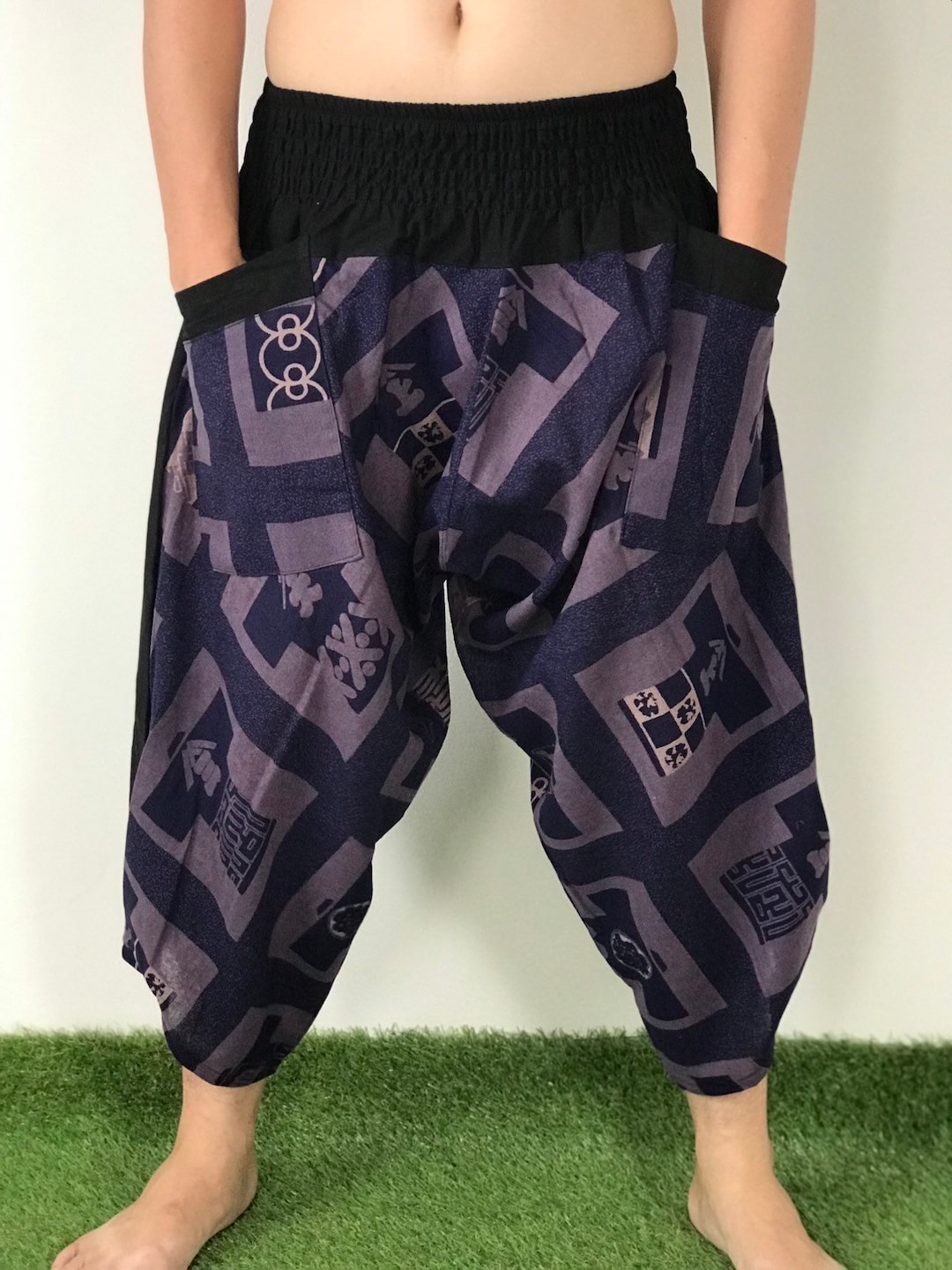 HC0870 Samurai Pants, Mens Japanese Samurai Style, Harem Baggy Hakama ...