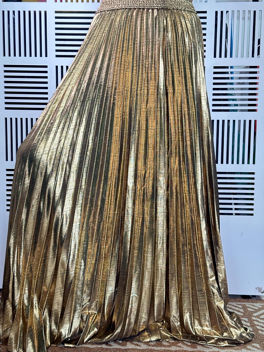 SK0121 Metallic Long Pleated Floor Length Maxi Skirt Gold, Shiny Gold ...