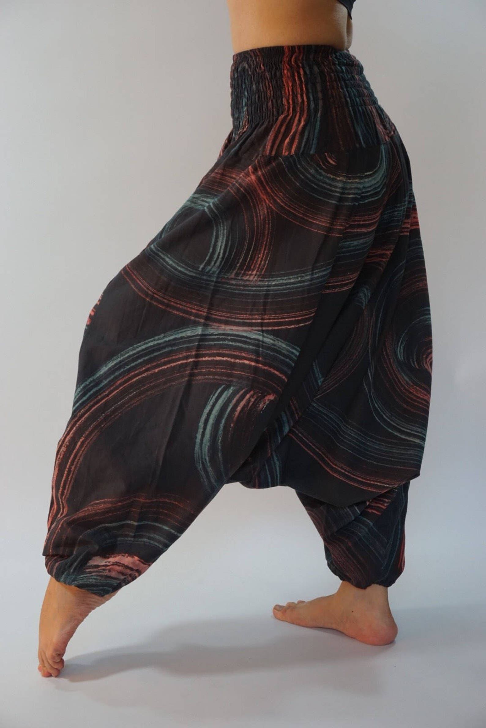 HR0083 Aladdin Pants, Harem Pants 100% Cotton Harem Pants Unisex Low ...