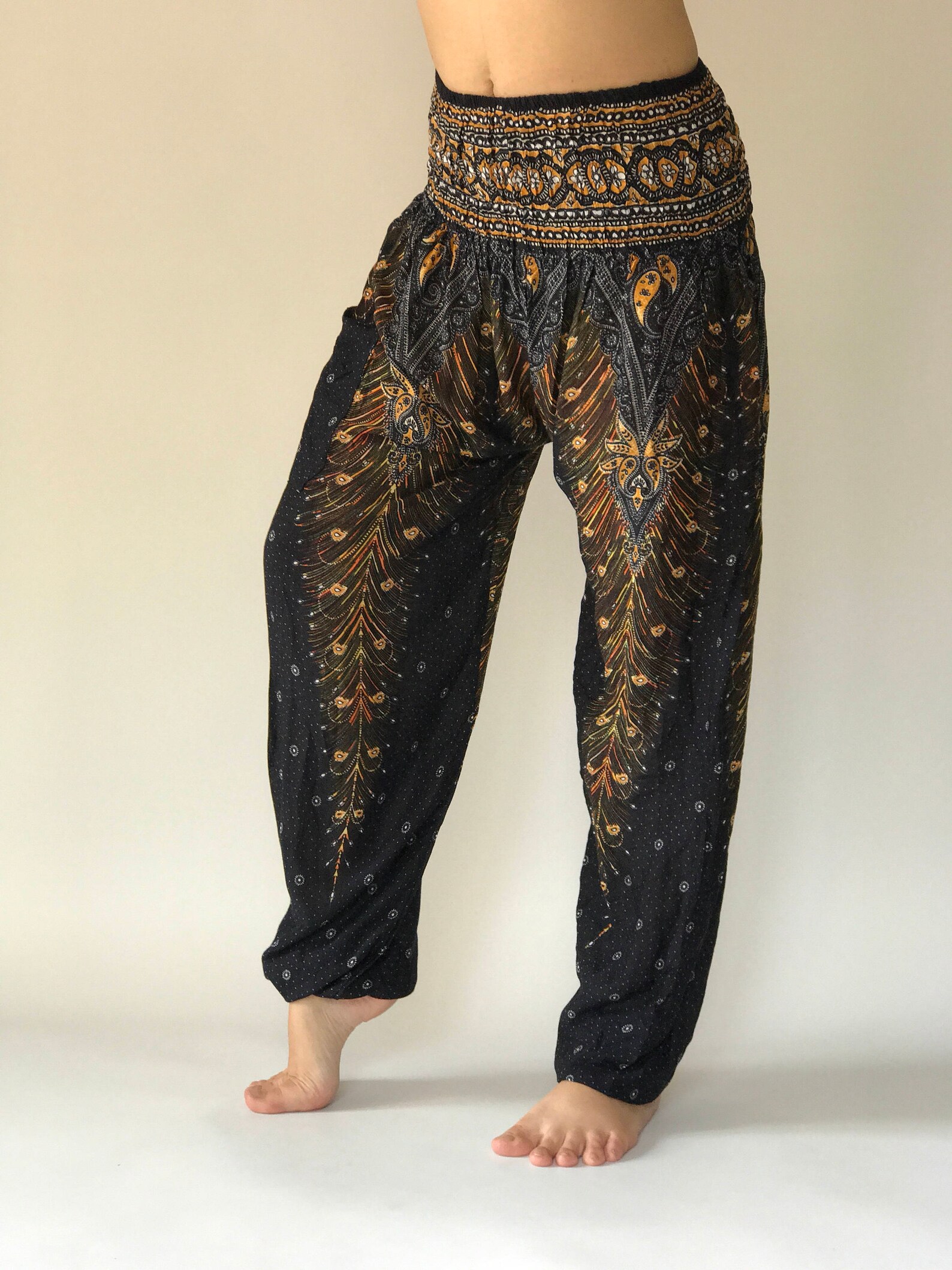 SM0091 Black Aladdin Pants Genie Pants Boho Pants Gypsy Pants | Etsy