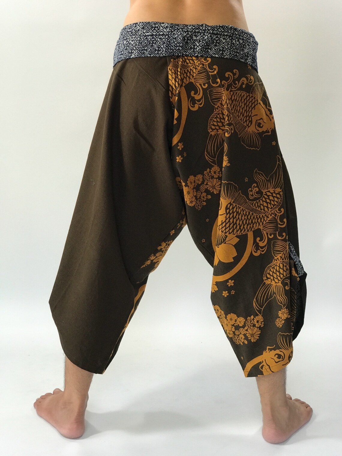 SR0455 Samurai Pants With Unique Hilltribe Fabric Wrap Around | Etsy