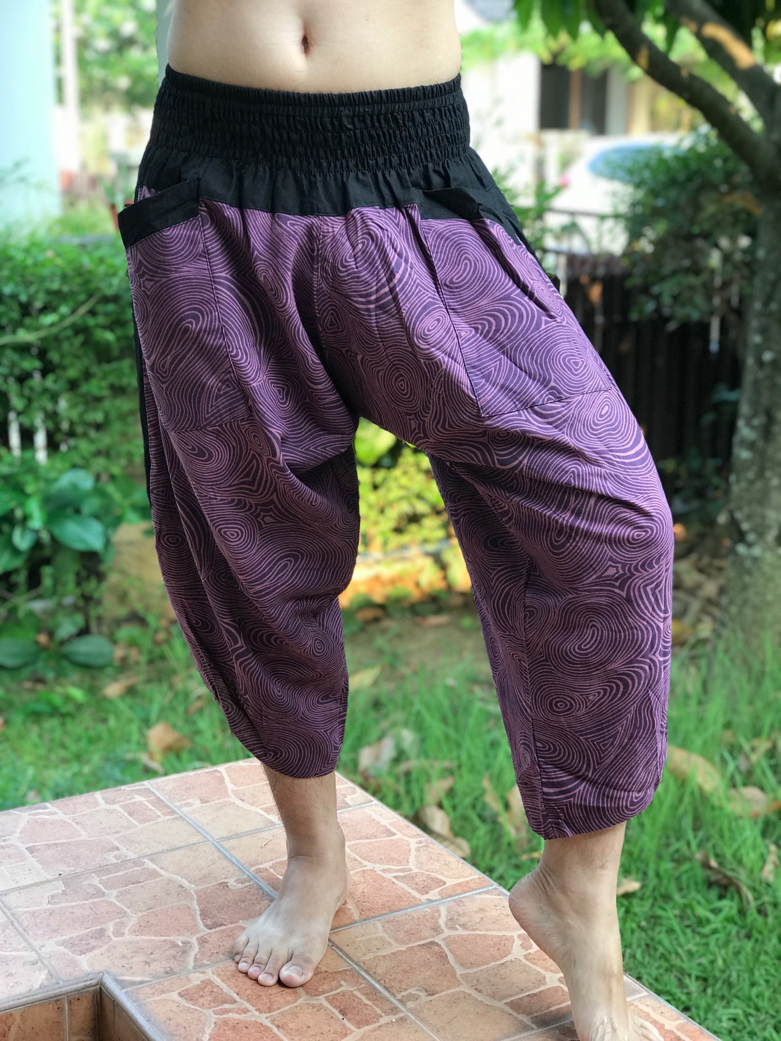 HC0127 Samurai Pants Samurai Pants unisex Elastic Waist - Etsy