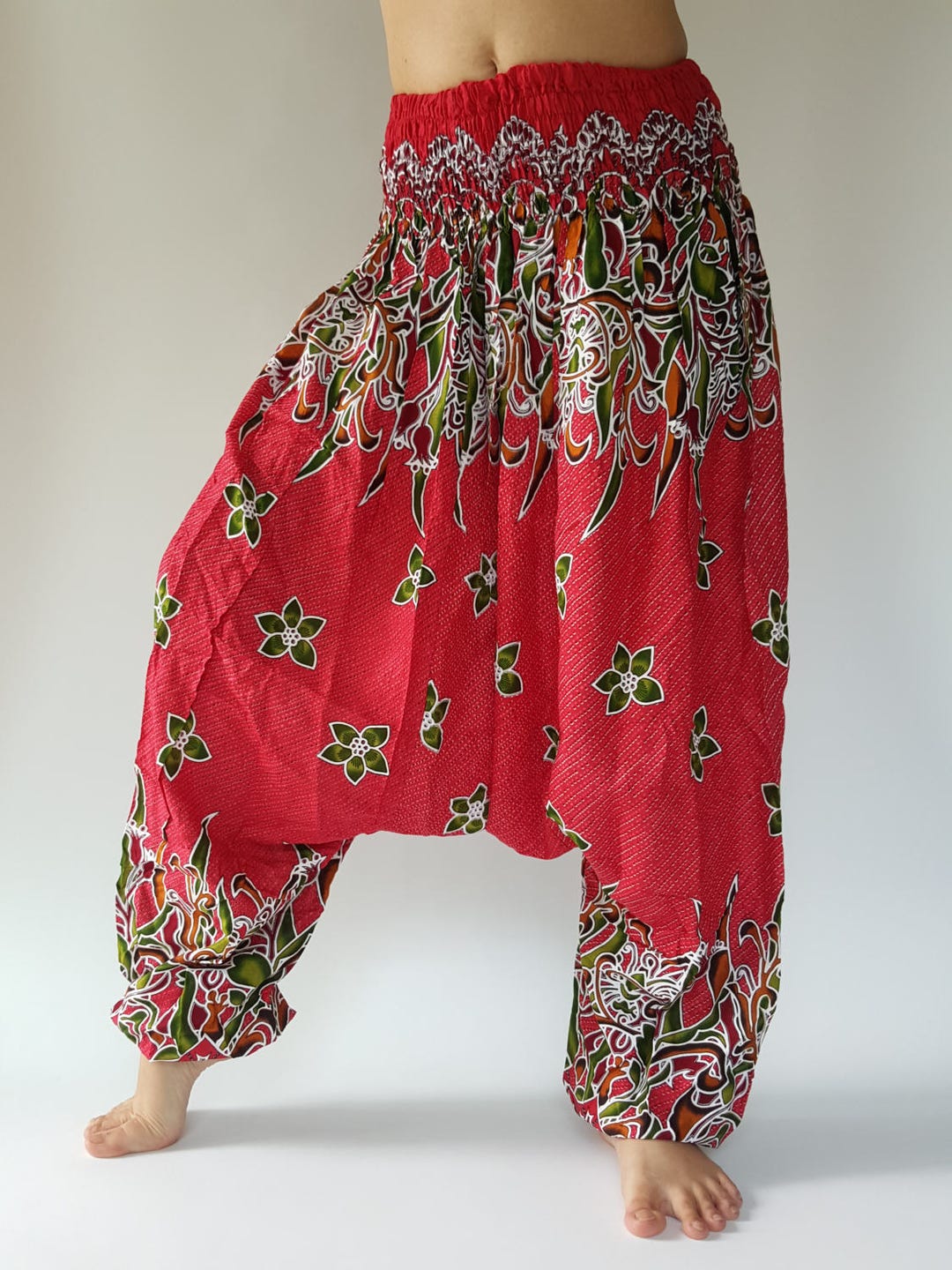 PL0006 Harem Pants in Navy Unisex Low Crotch Yoga Trousers Gypsy Pants ...