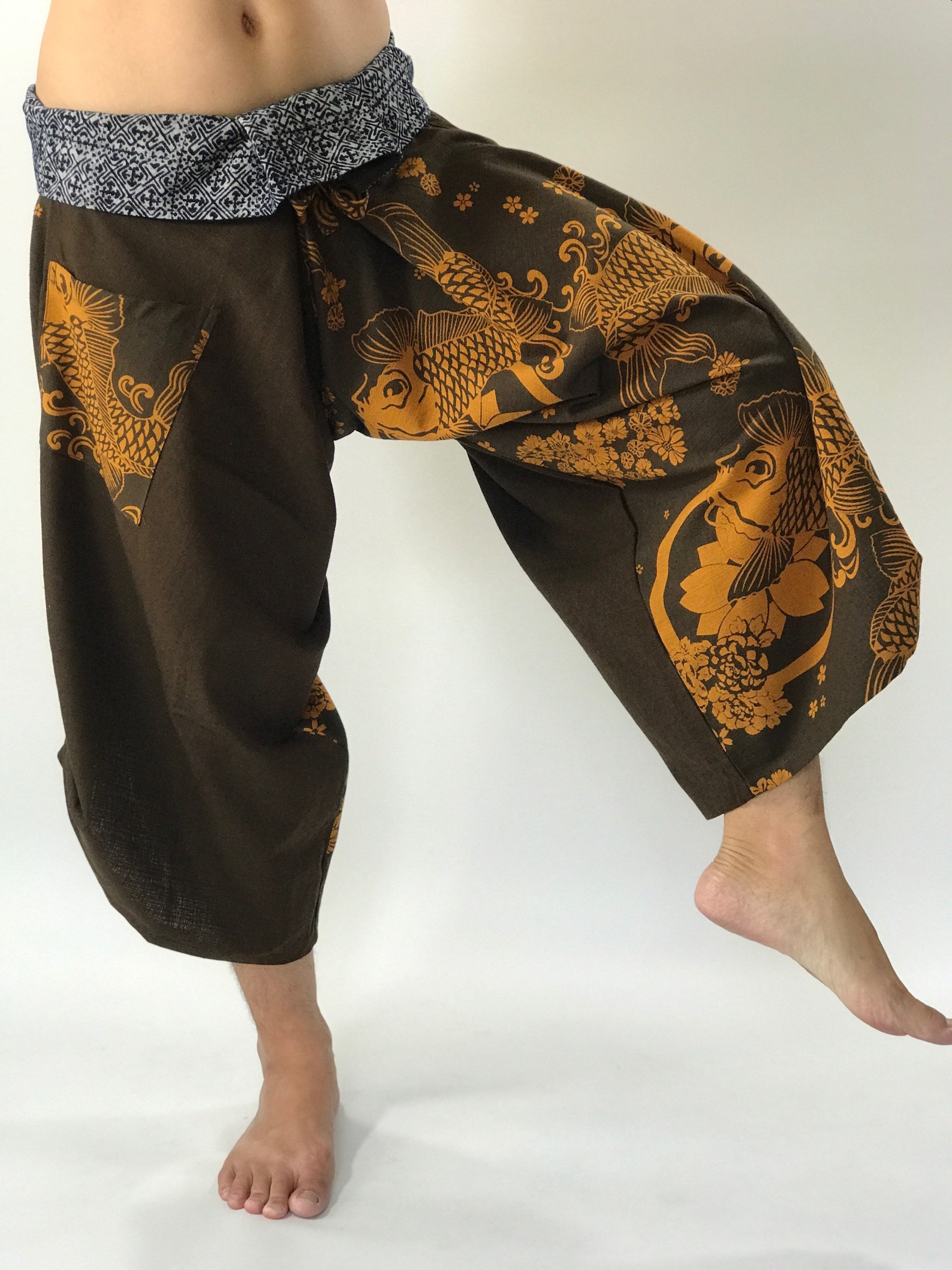 SR0455 Samurai Pants With Unique Hilltribe Fabric Wrap Around - Etsy