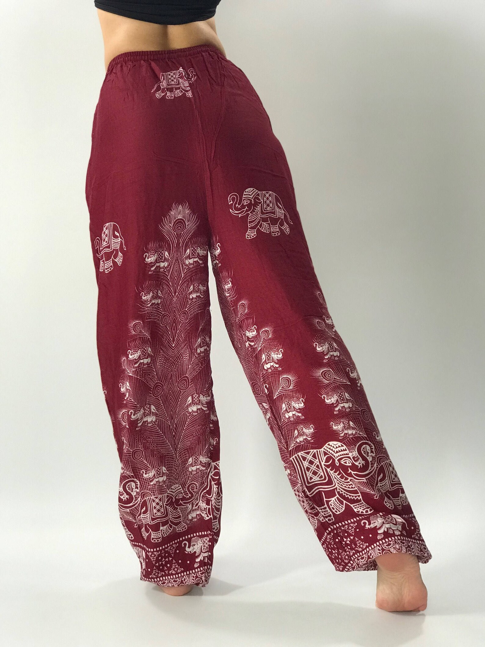 CH0051 Rope and Elastic Waist Lady Pants - Bohemian Clothing Women Yoga ...