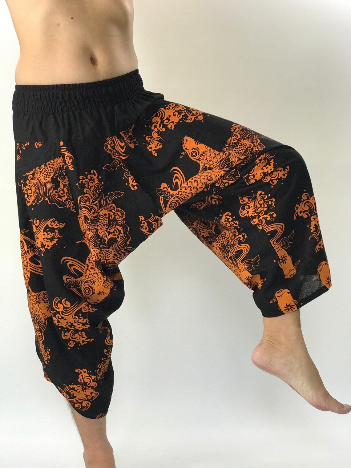 HC0605 Samurai Pants, Elsstic Waist Samurai Pants Unisex Elastic Waist ...