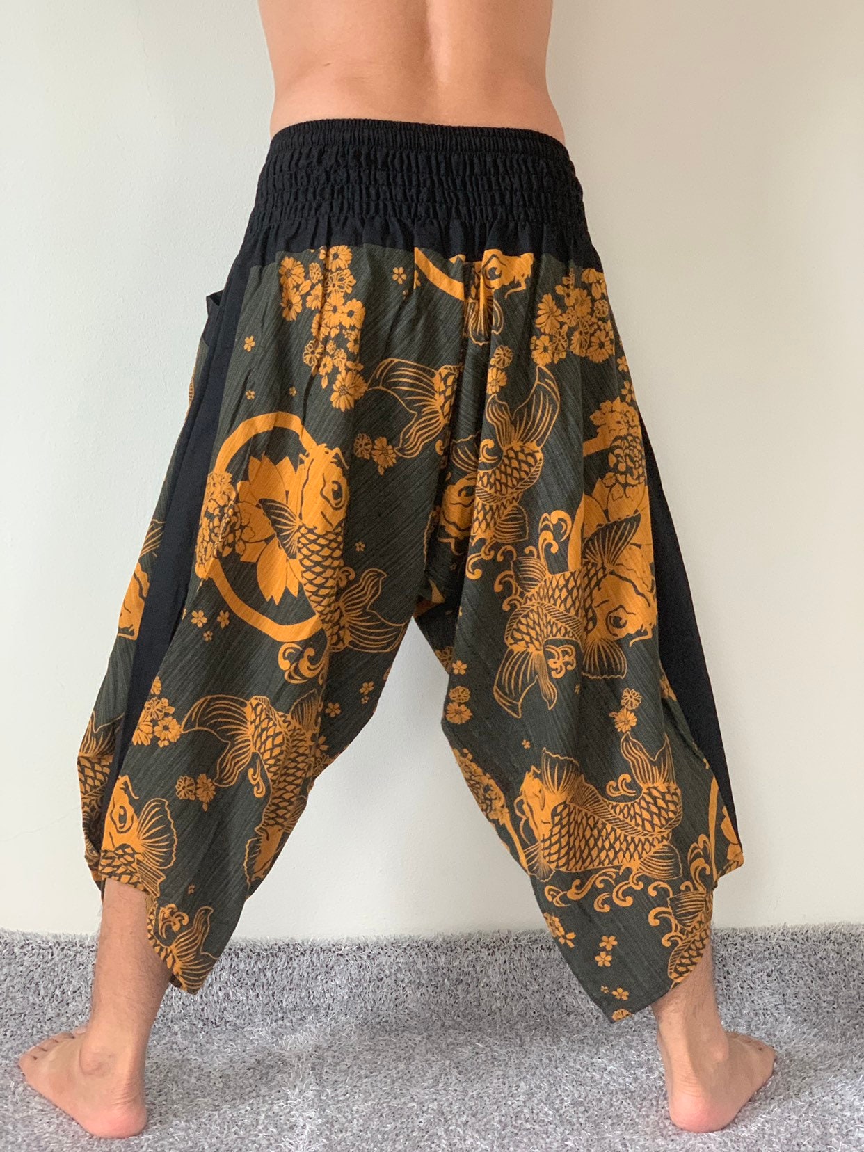 XL0026 Samurai Pants, Handmade Pants, Men's Fashion, Unisex Yoga Harem ...