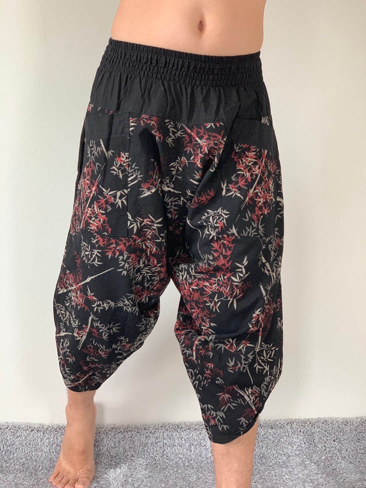 HC0118 Bamboo Leaves Samurai Pant With Elastic Waist Samurai | Etsy