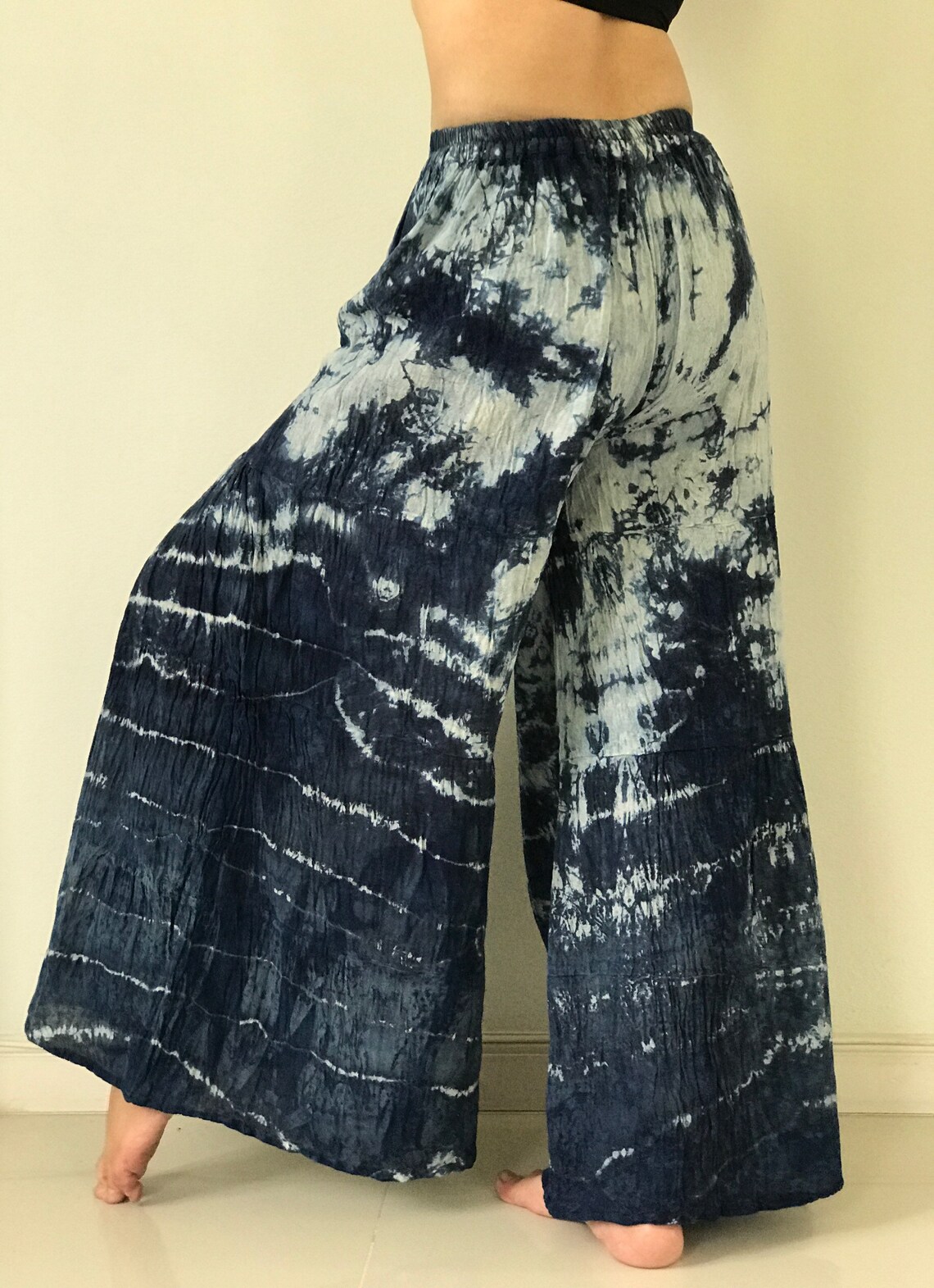 TD0998 Handmade Indigo Cotton Yoga Pants Elastic Waist - Etsy