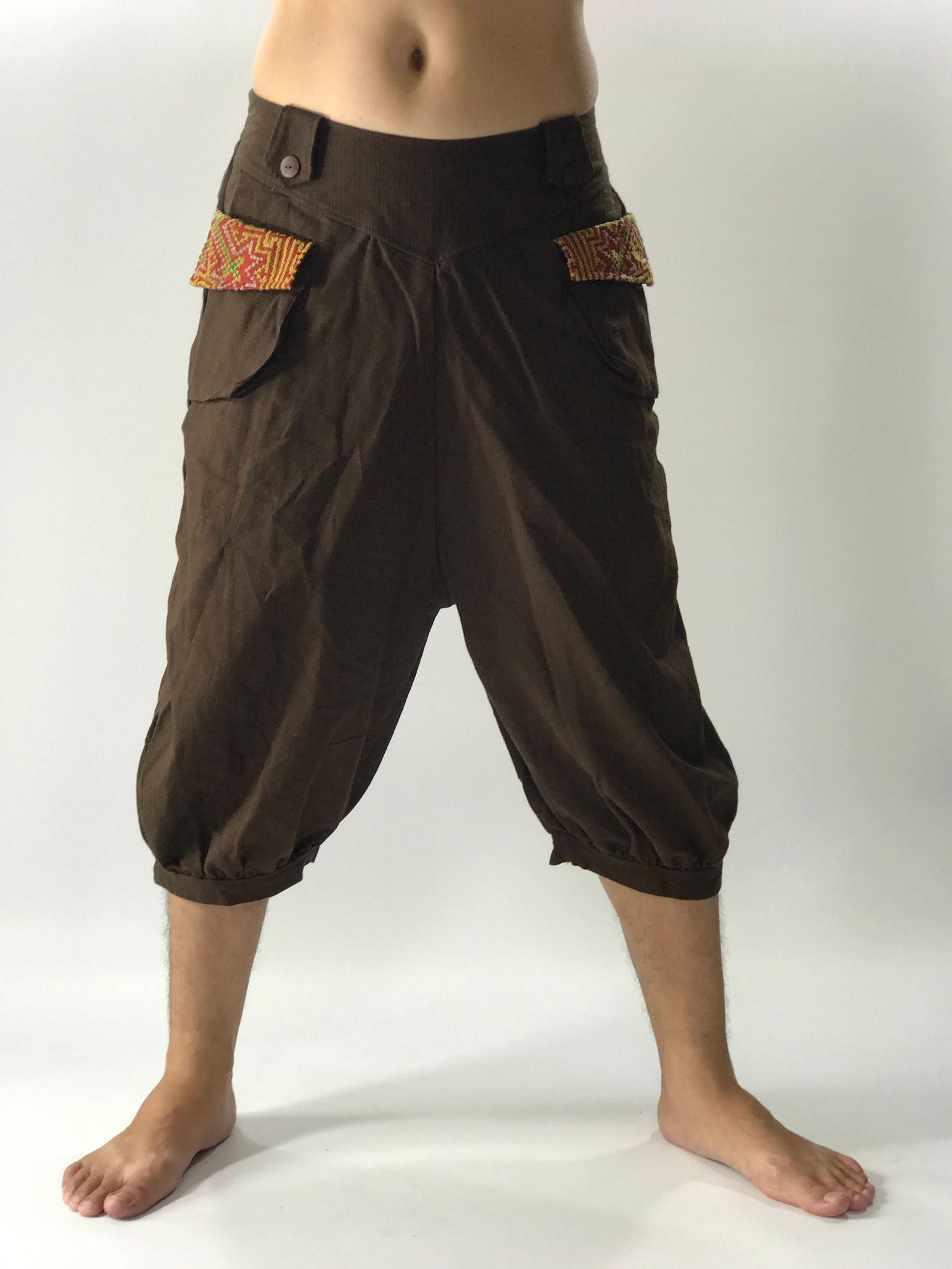HR0139 Capri Pants Men's Pants, Thai Pants Decorate by Hilltribe Fabric ...