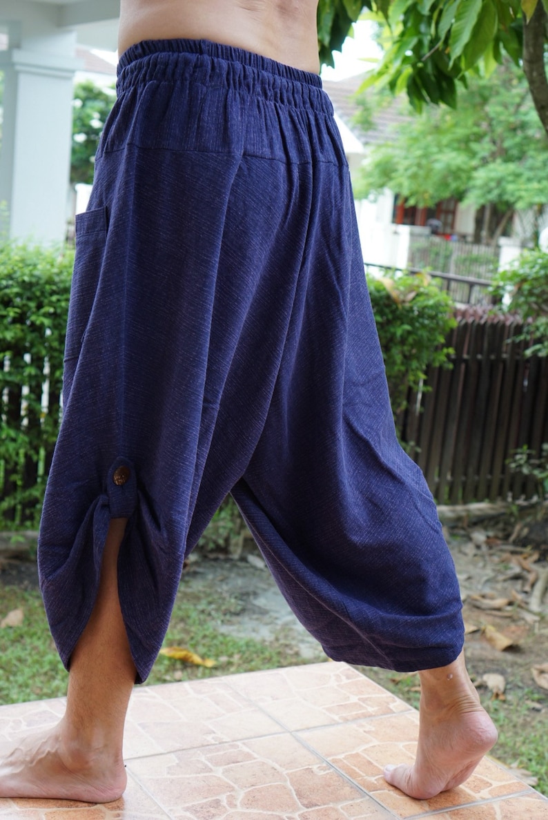 BT0798 Men's Stonewashed Samurai Pants, Bohemian Gypsy, Yoga Meditation ...