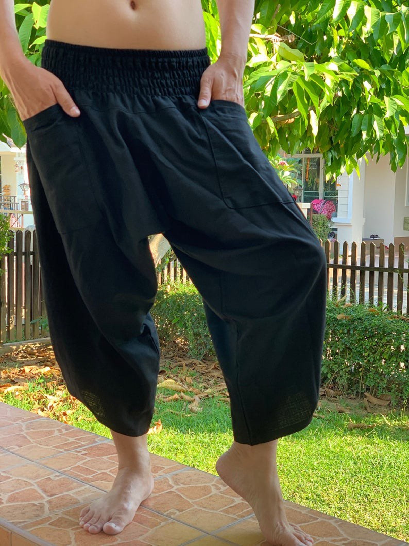 HC0309 Samurai Pants Handmade Pants Thick Smock Waist Low - Etsy