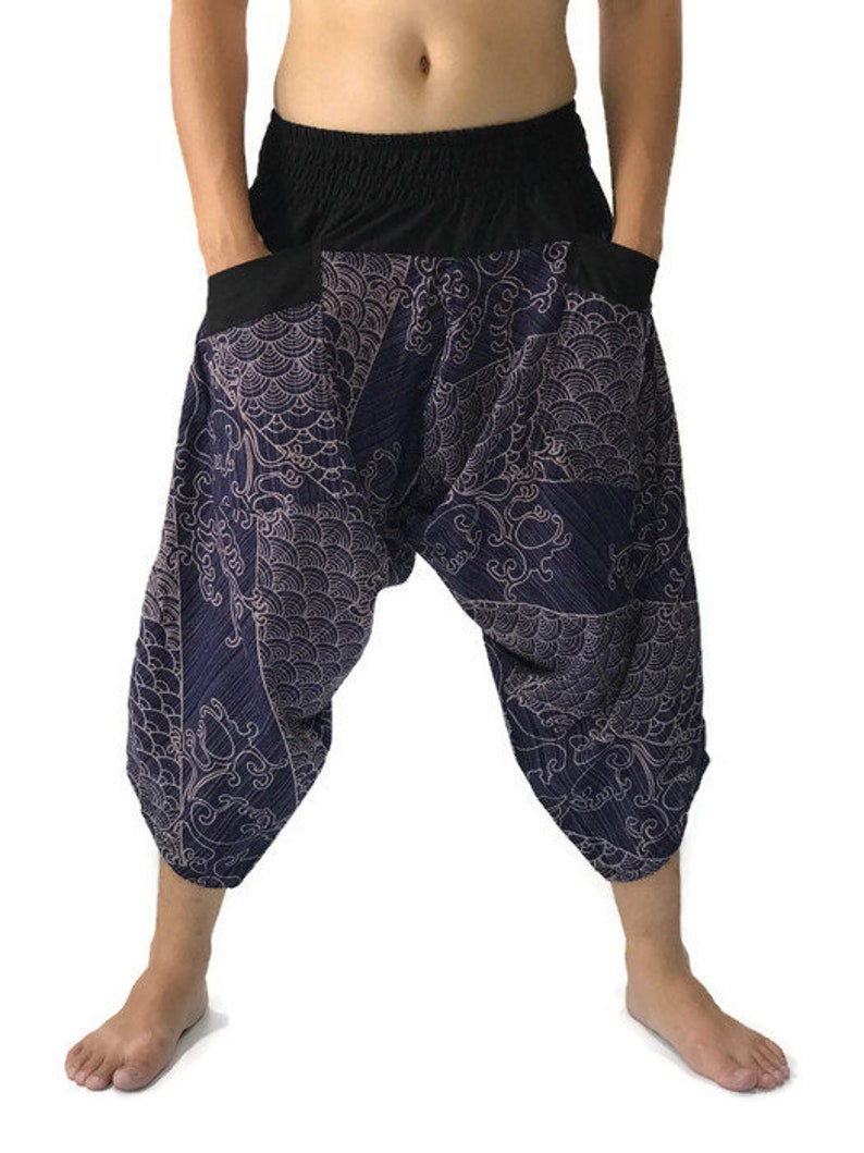 HC0905 WAVE Samurai Pants Elsstic Waist Samurai Pants Unisex - Etsy