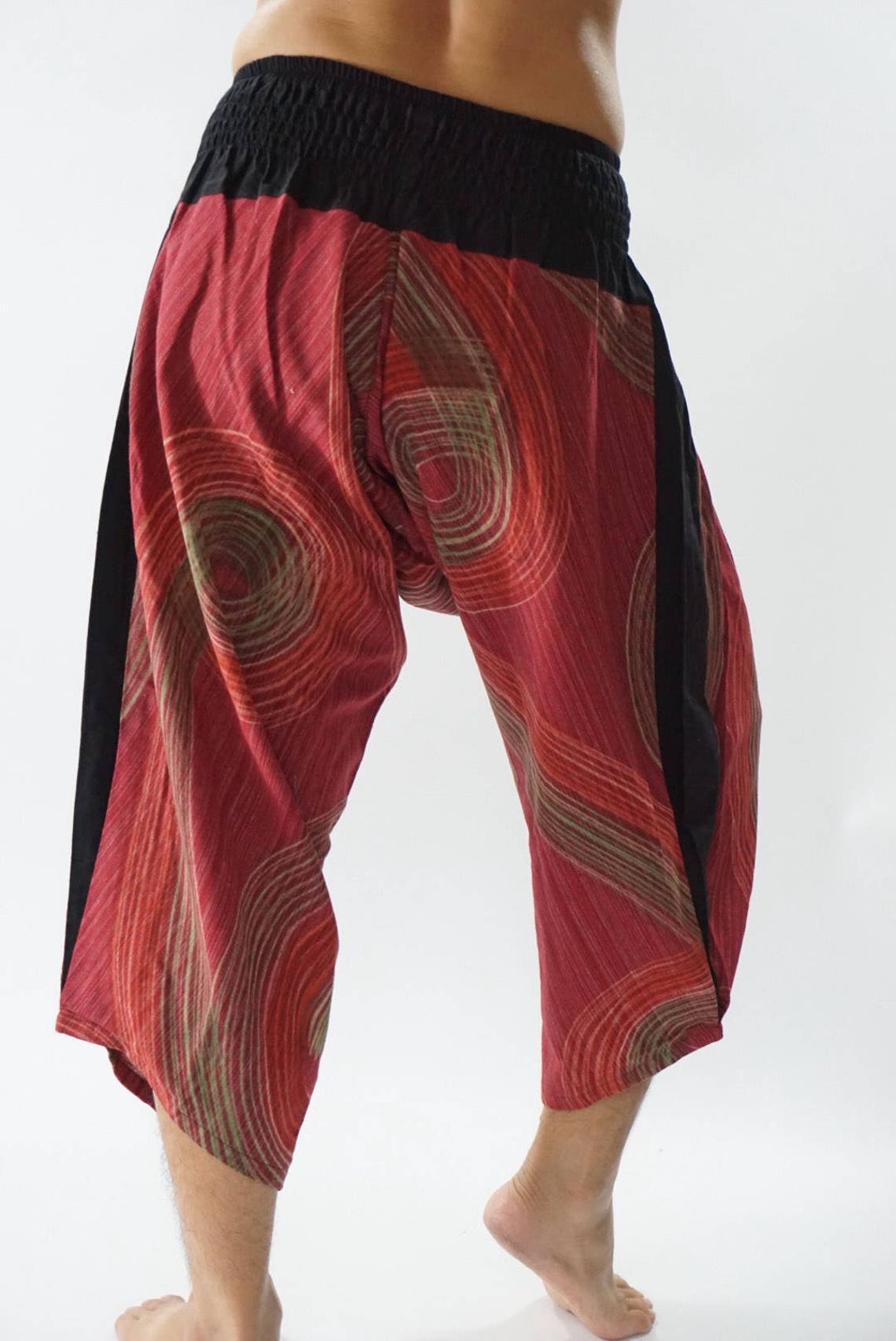 HC0424 Samurai Pants Handmade Pants, Thick Smock Waist Low Crotch ...