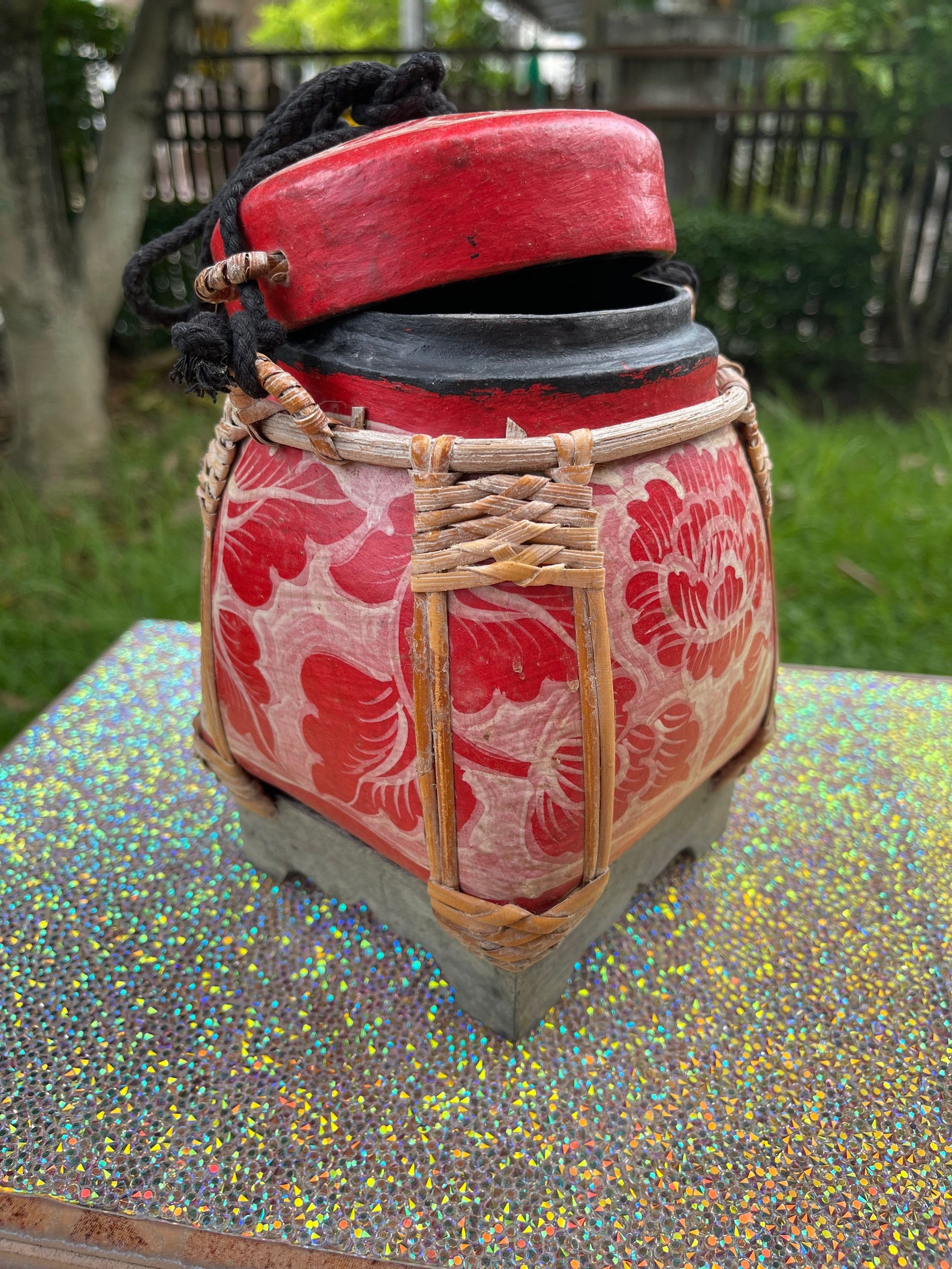 ES0063 Thai Rice Box Decorative Accessory Made From Bamboo - Etsy