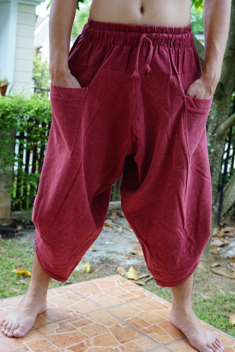 BT0796 Stonewashed Samurai Pants Elastic Waistband Ninja | Etsy