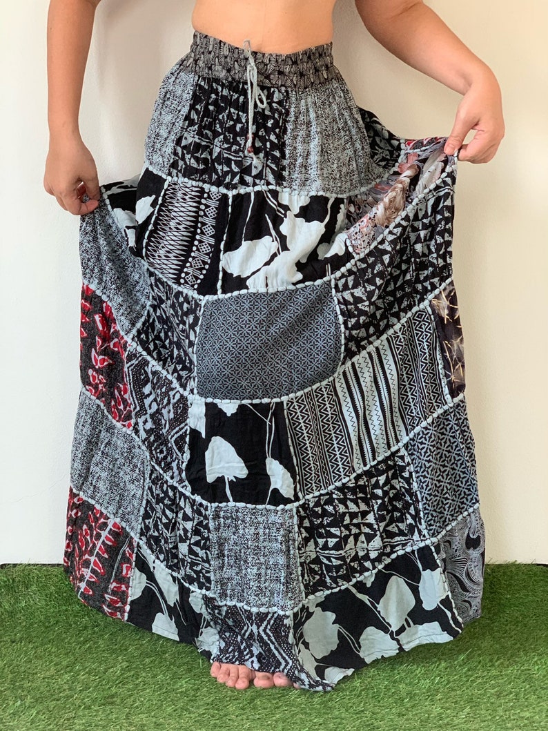SK0818 Patchwork Bohemian Skirt. Long Skirt, Boho Style, Beach Skirt - Etsy