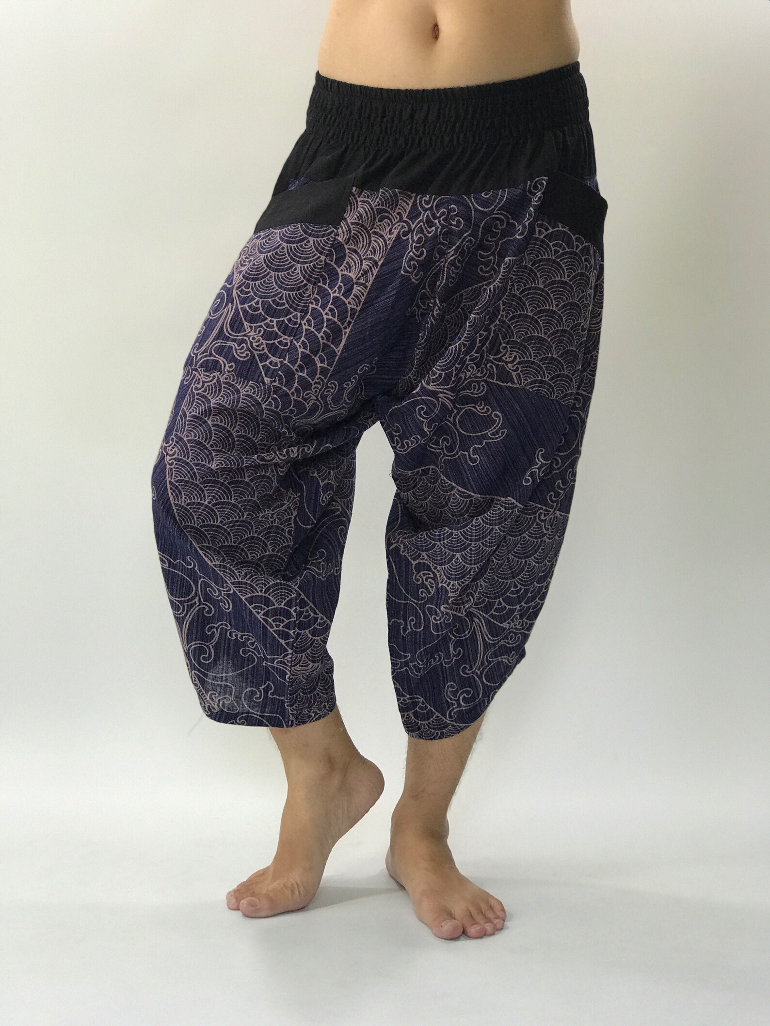 HC0905 WAVE Samurai Pants Elsstic Waist Samurai Pants Unisex | Etsy