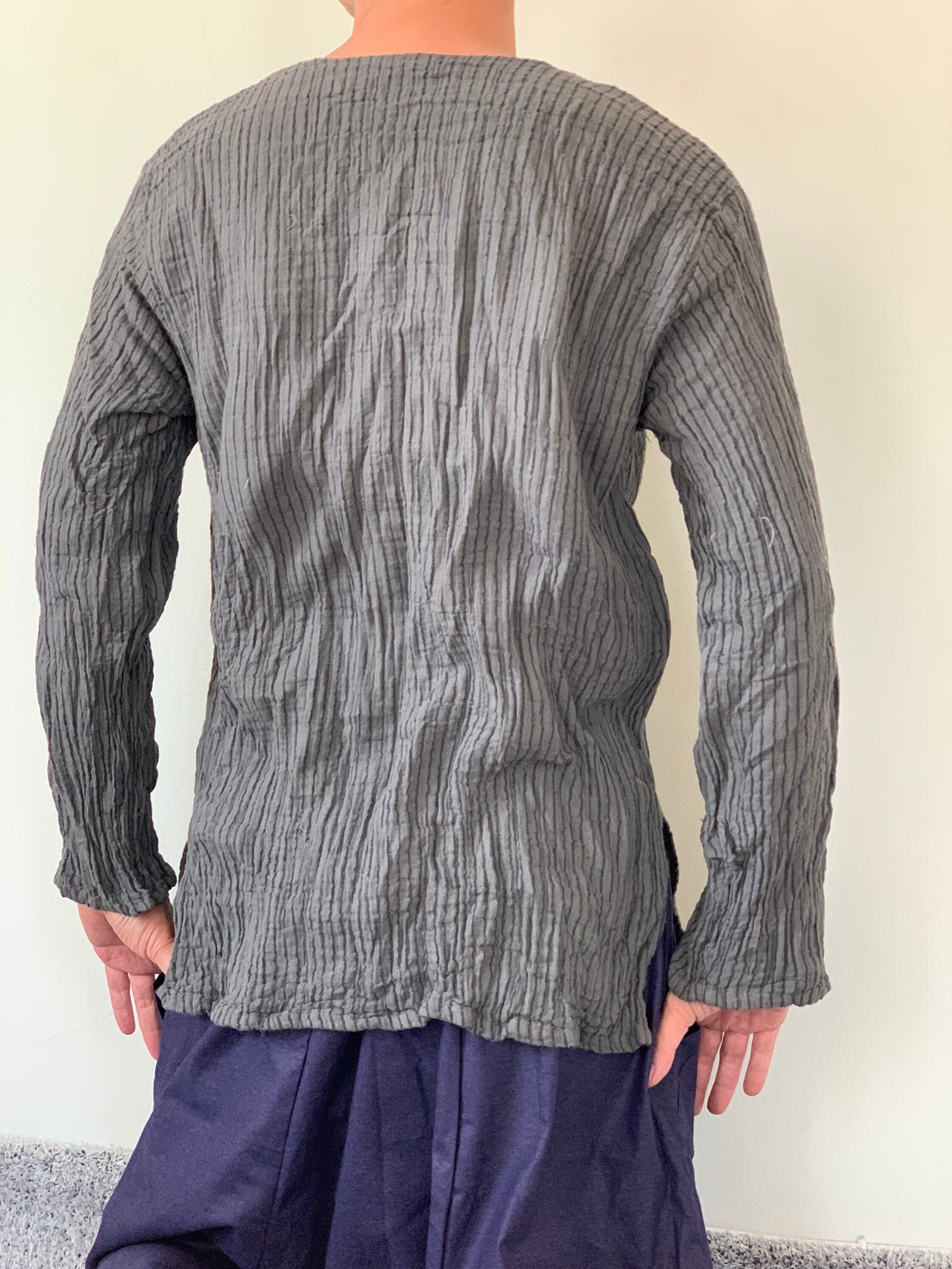CG0305 Double Gauze Cotton Top, Crinkle Cotton Tunic, Long Sleeves ...