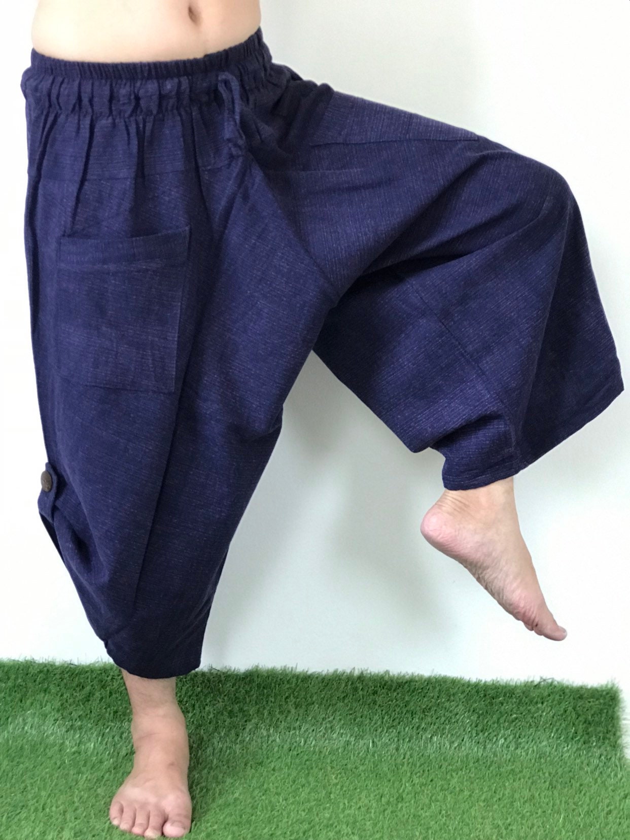 BT0798 Men's Stonewashed Samurai Pants, Bohemian Gypsy, Yoga Meditation ...