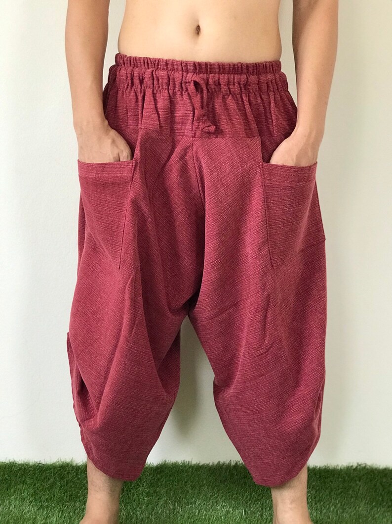 BT0796 Stonewashed Samurai Pants Elastic Waistband Ninja - Etsy
