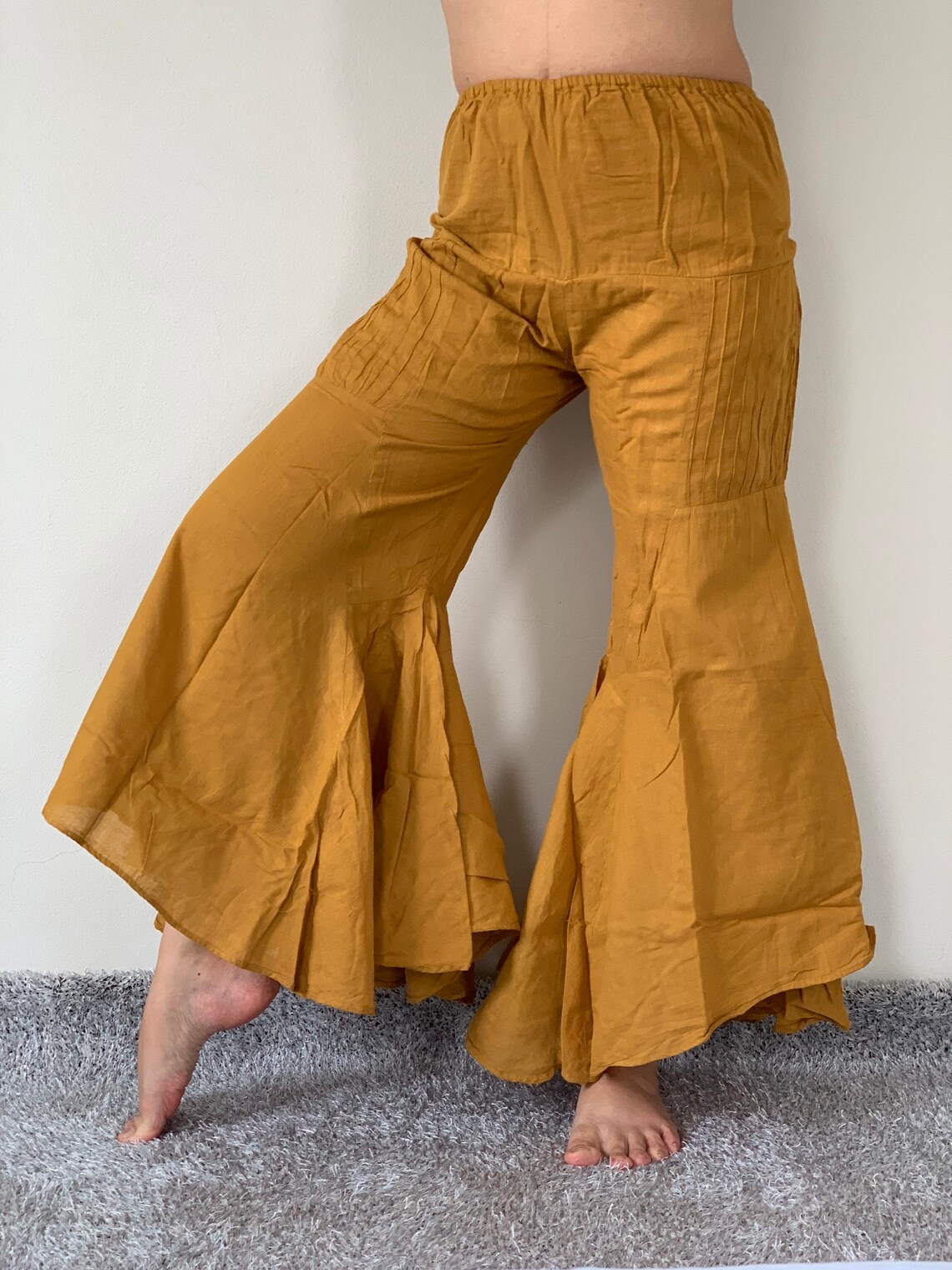 CG0032 Cotton Gauze Bell Bottom Pants, Yoga Dance - Etsy