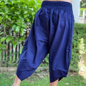 XL0038 Navy Blue Samurai Pants, Handmade Pants, Men's Fashion, Unisex ...