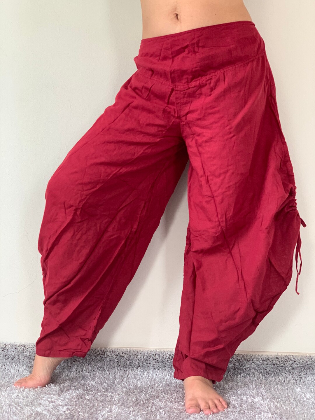 CG0102 RED Cotton Soft Rope Pants, Lady Pants, Light Weight Women Pants ...