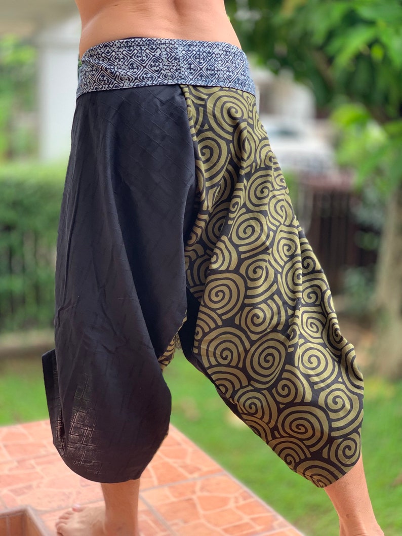 SR0874 Samurai Pants With Unique Hilltribe Fabric Wrap Around | Etsy