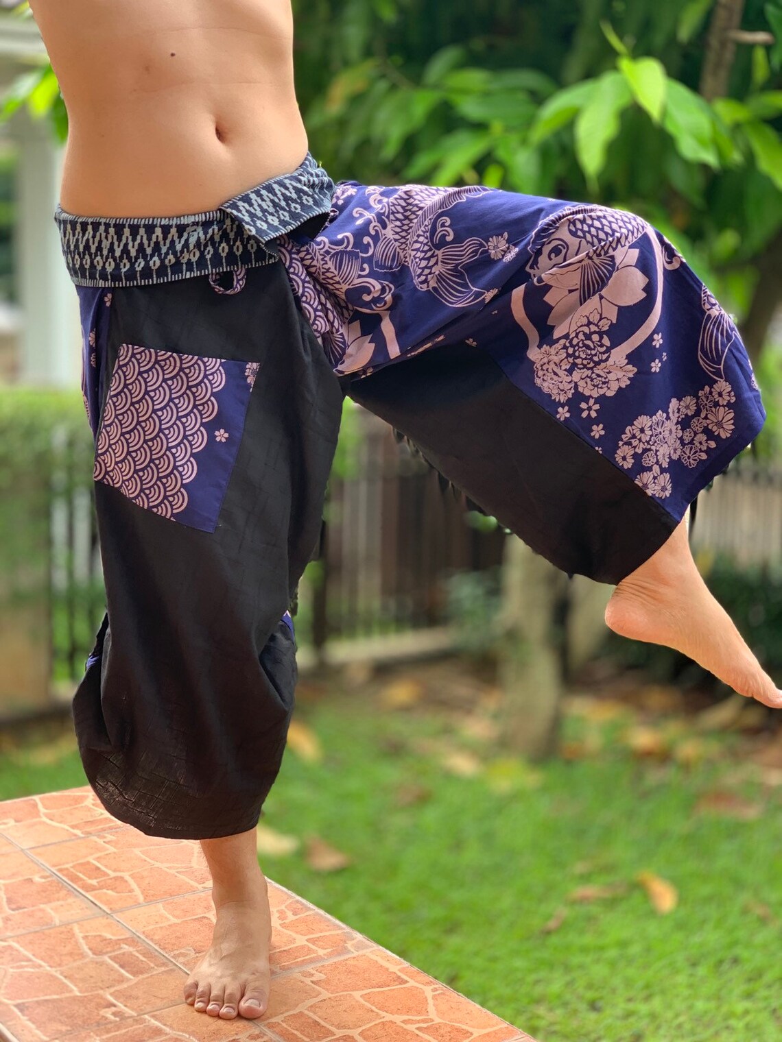 SR0048 Samurai Pants With Unique Hilltribe Fabric Wrap Around - Etsy
