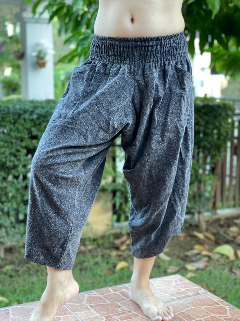 HC0990 Stonewash Samurai Pants Handmade Pants, Thick Smock Waist Low ...