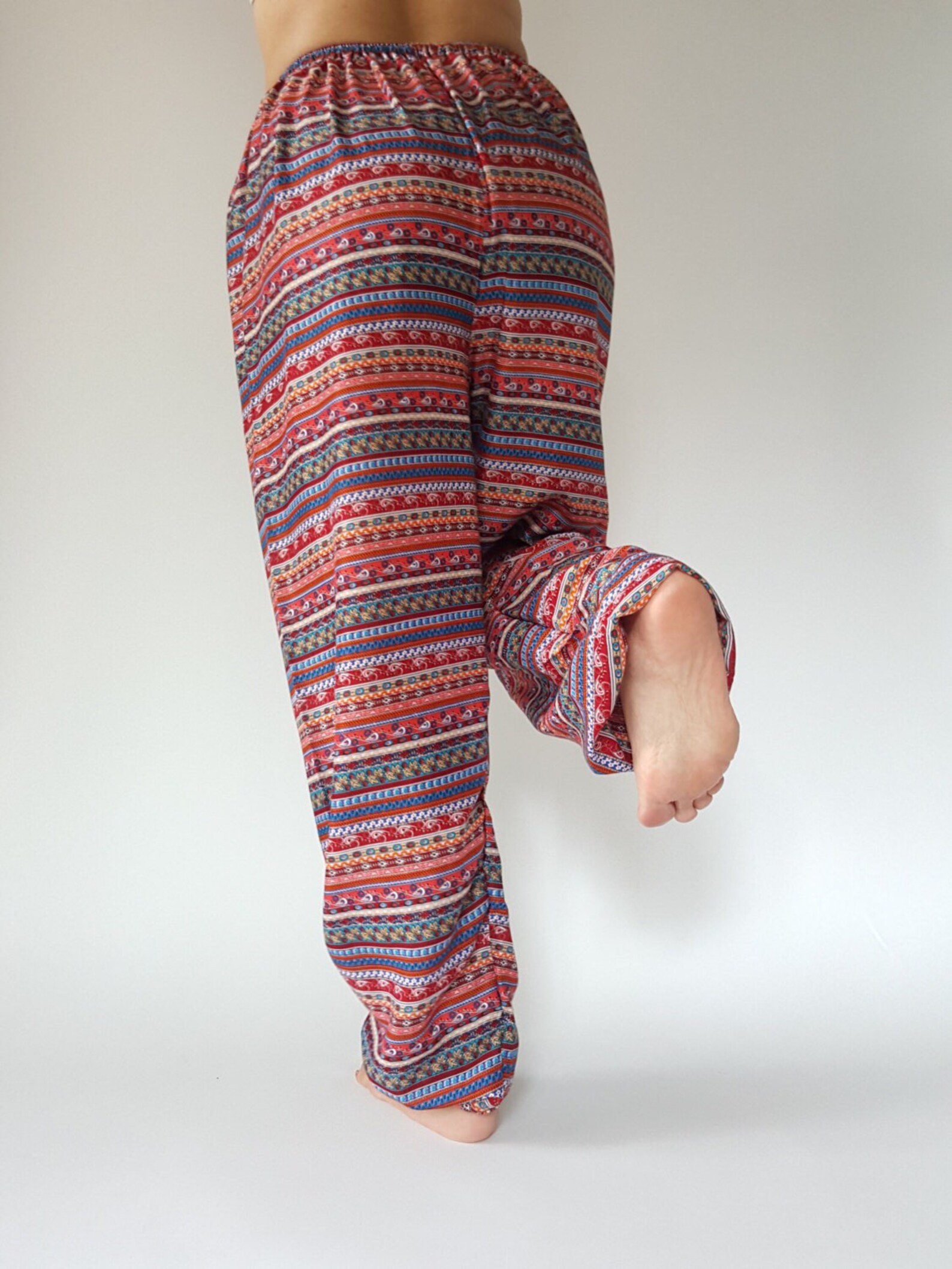 CH0064 Rope and Elastic Waist Lady Pants - Bohemian Clothing Women Yoga ...
