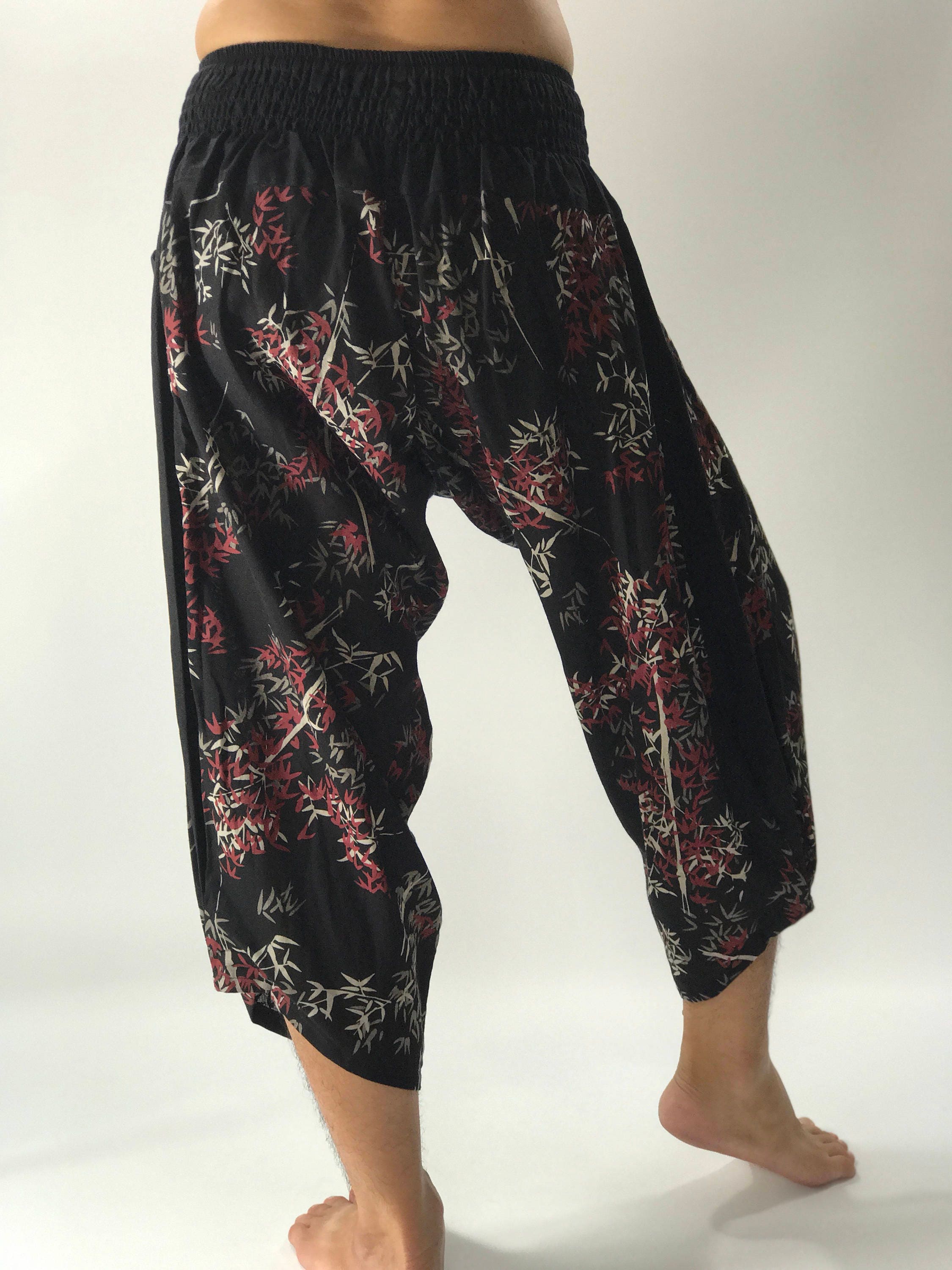 HC0118 Bamboo Leaves Samurai Pant With Elastic Waist Samurai | Etsy