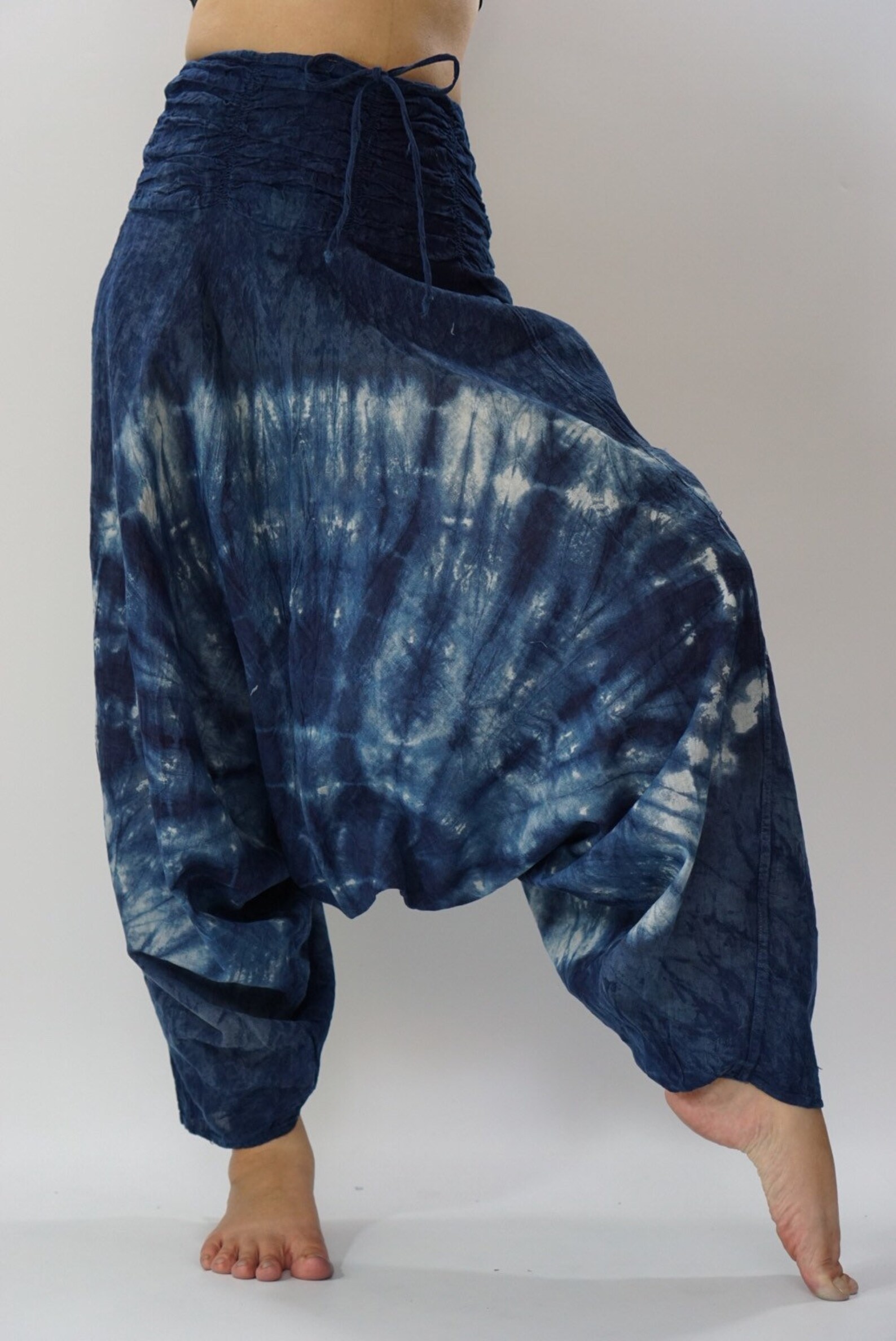 TD0269 Indigo Harem Pants Handmade Pants Tiedye Thick Smock - Etsy