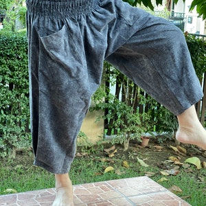 HC0991 Stonewash Samurai Pants Handmade Pants, Thick Smock Waist Low ...