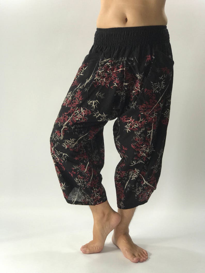 HC0118 Bamboo Leaves Samurai Pant With Elastic Waist Samurai | Etsy
