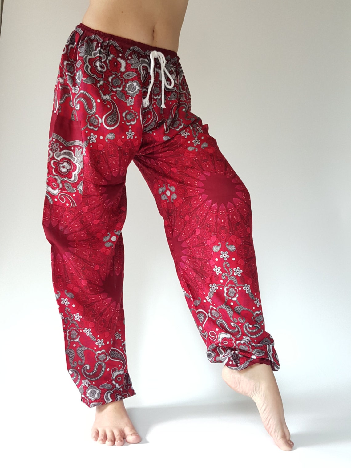 CH0065 Rope and Elastic Waist Lady Pants - Bohemian Clothing Women Yoga ...